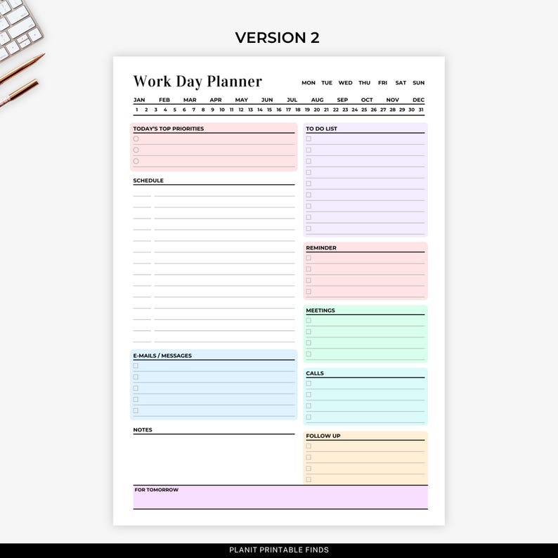 Work Day Planner: Printable Daily To-do List (fillable PDF) - Etsy