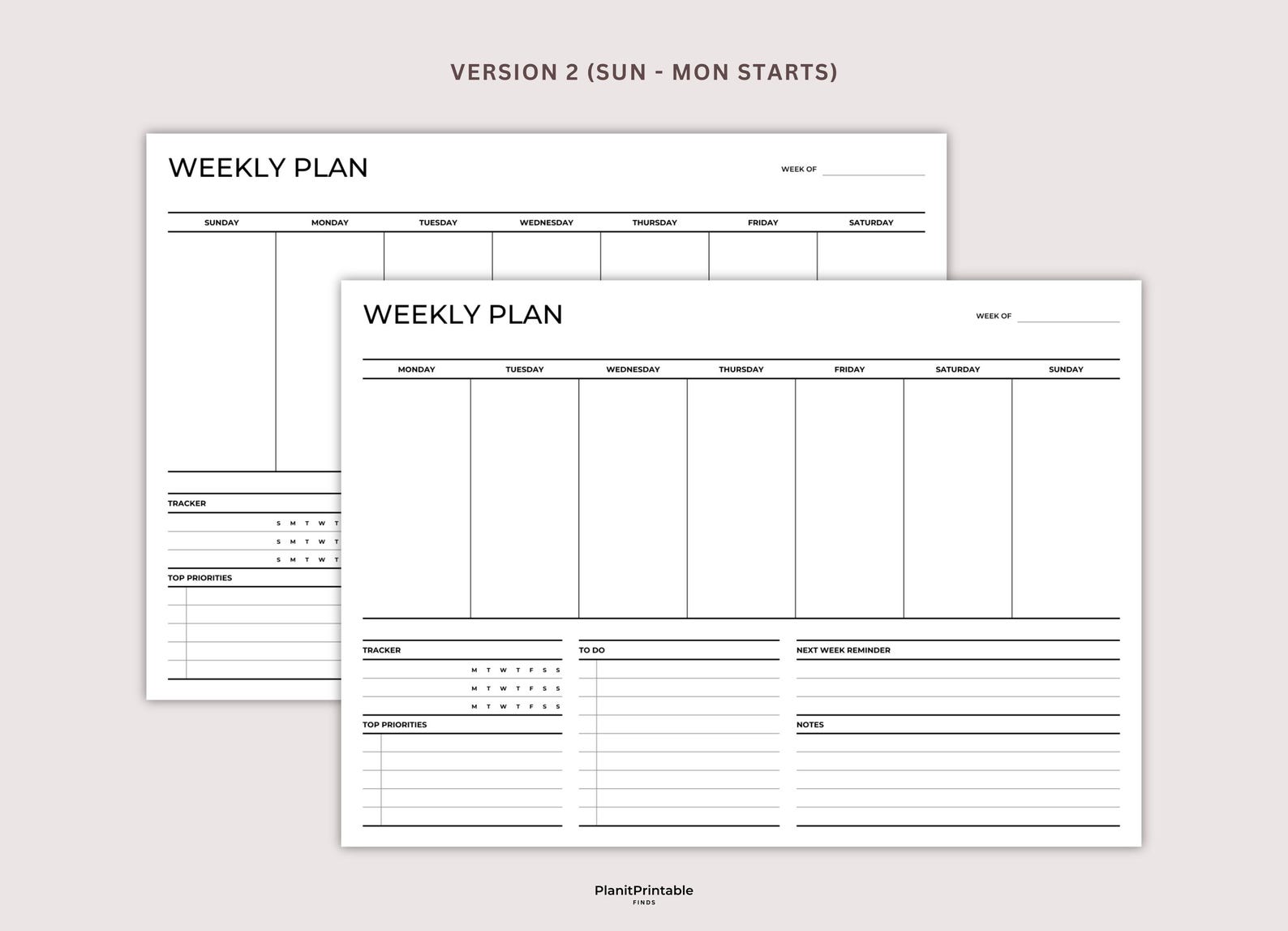 Weekly Planner Printable Landscape, Weekly to Do List, Undated Weekly ...