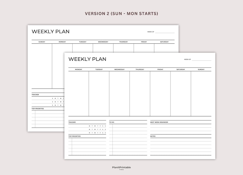 Weekly Planner Printable Landscape, Weekly to Do List, Undated Weekly ...