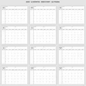2025 Monthly Calendar: Landscape Planner, A3 A4 Letter (printable PDF ...
