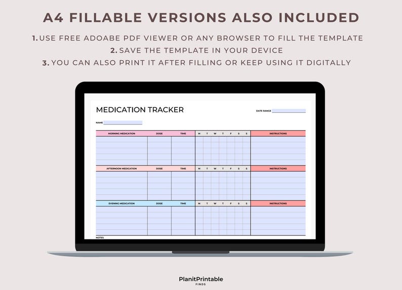 Weekly Medication Tracker Printable, Prescription Tracker, Medicine Log ...