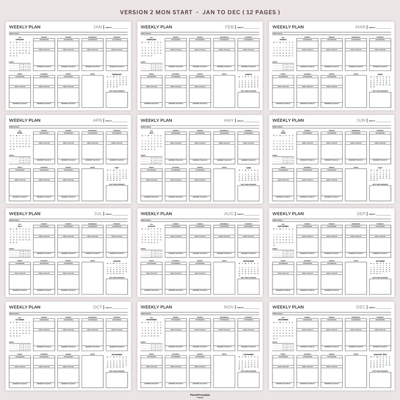 2024 Weekly Planner Printable Landscape, Weekly to Do List, Undated ...