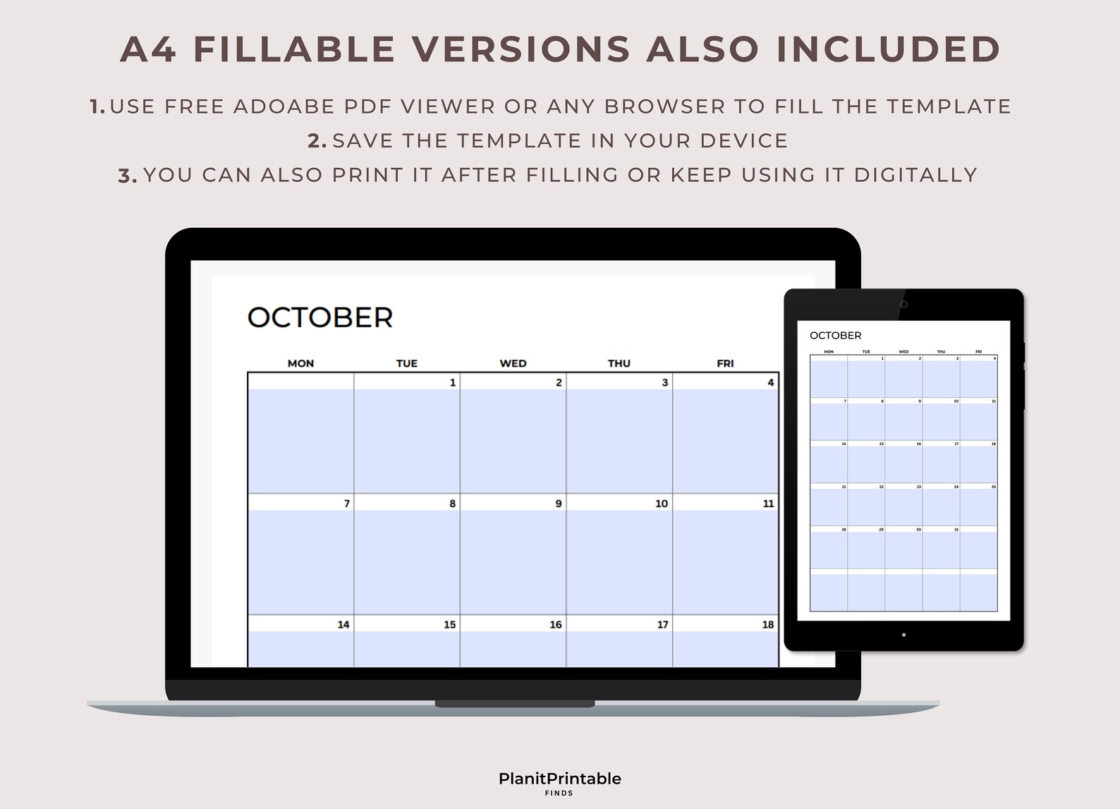 2024 Monthly Planner Printable, Dated Month on 2 Pages, Month at a ...