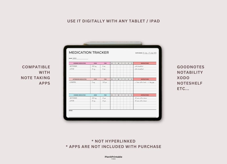 Weekly Medication Tracker Printable, Prescription Tracker, Medicine Log for Nurses & Caregivers ...