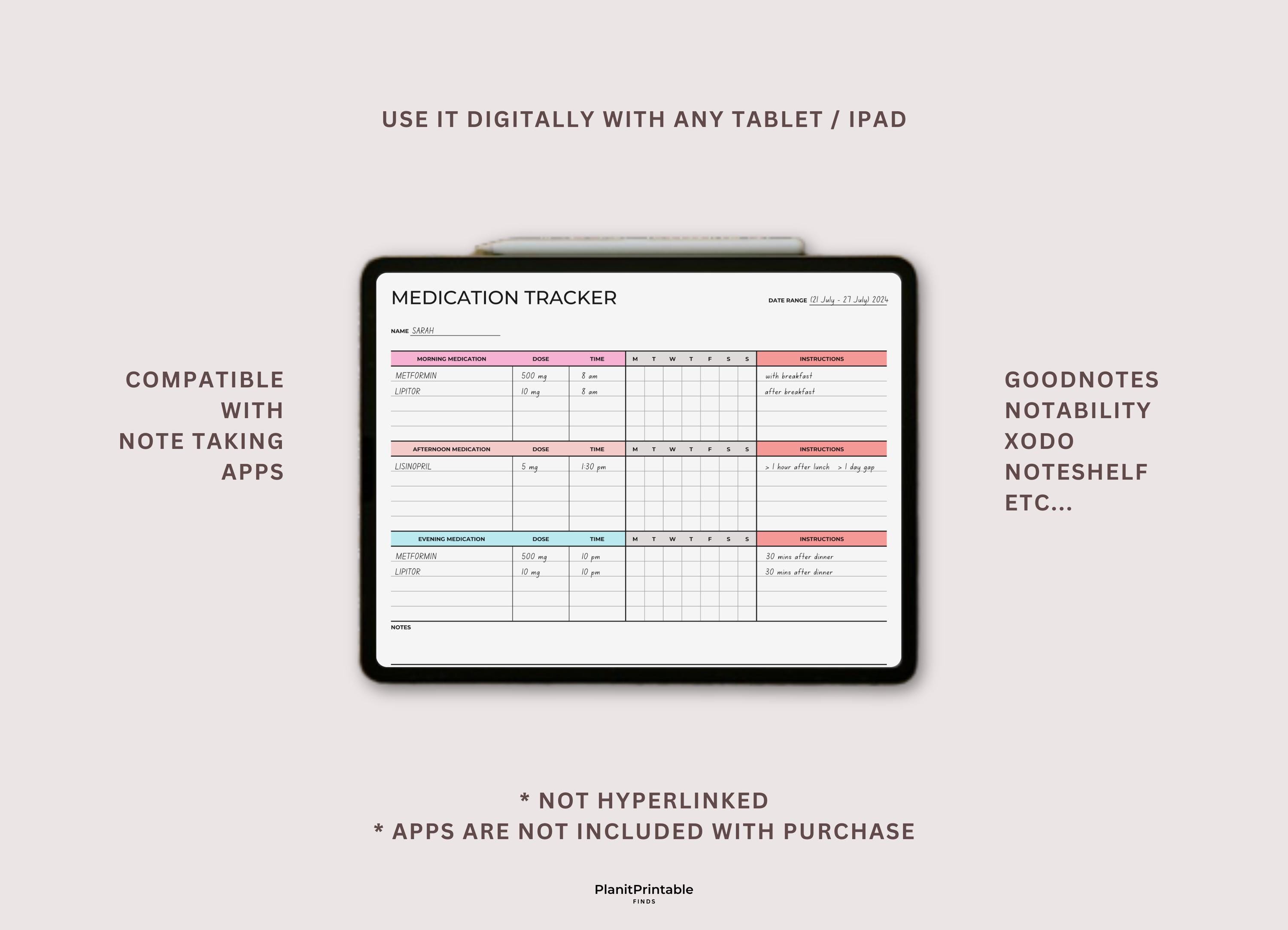 Weekly Medication Tracker Printable, Prescription Tracker, Medicine Log ...