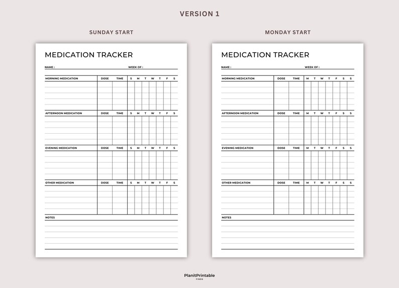 Weekly Medication Tracker Printable: Dosage & Prescription Log (PDF) - Etsy