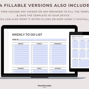 Weekly to Do List Printable, Weekly Task List, Weekly Checklist, Weekly ...