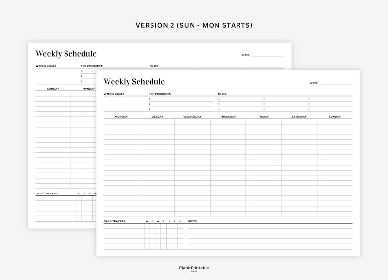 Hourly Week Schedule Printable: Landscape Planner Template (digital ...