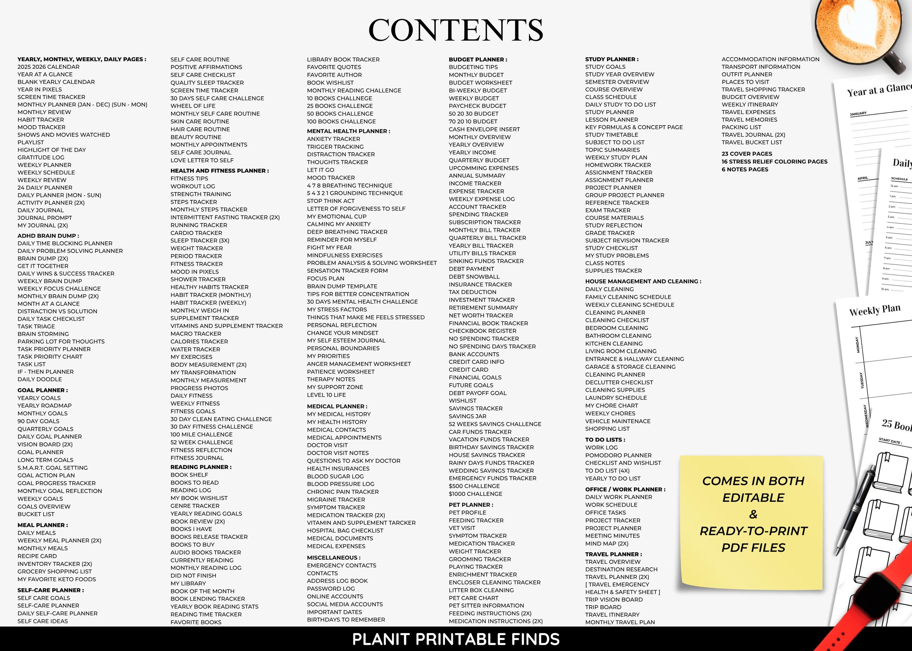 Ultimate ADHD Planner Bundle Printable All in One Ultimate Life Binder ...