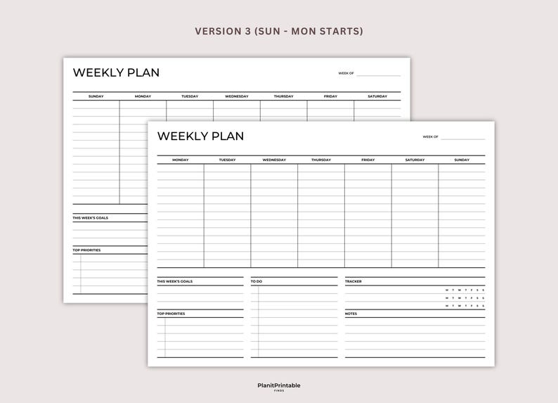 Weekly Planner Printable Landscape, Weekly to Do List, Undated Weekly ...