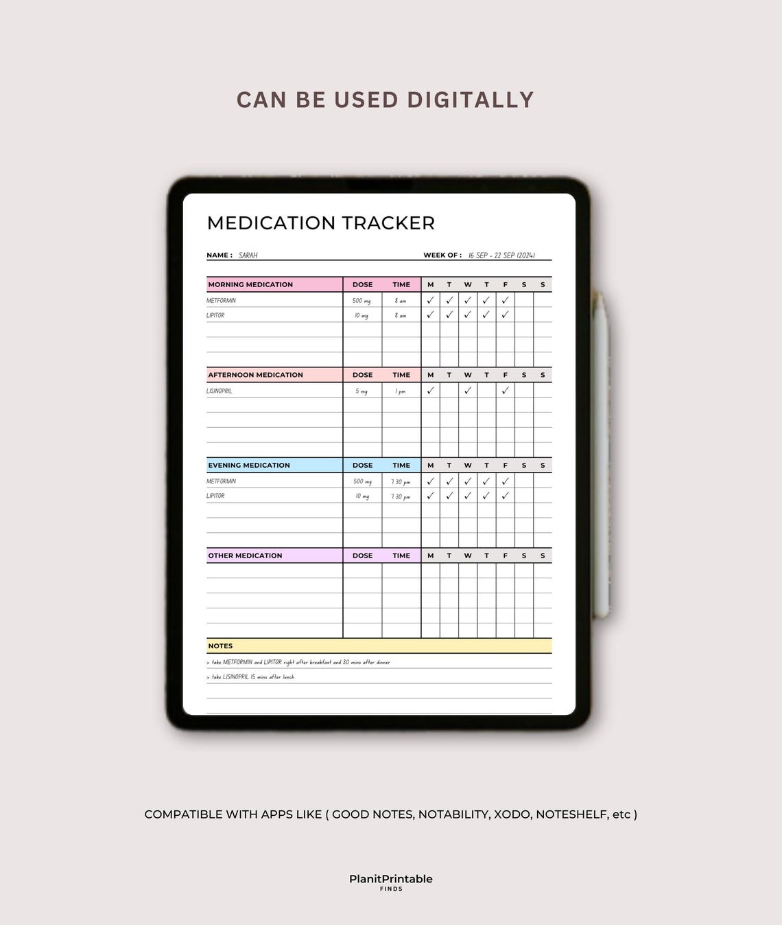 Weekly Medication Tracker Printable, Prescription Tracker, Medicine Log ...