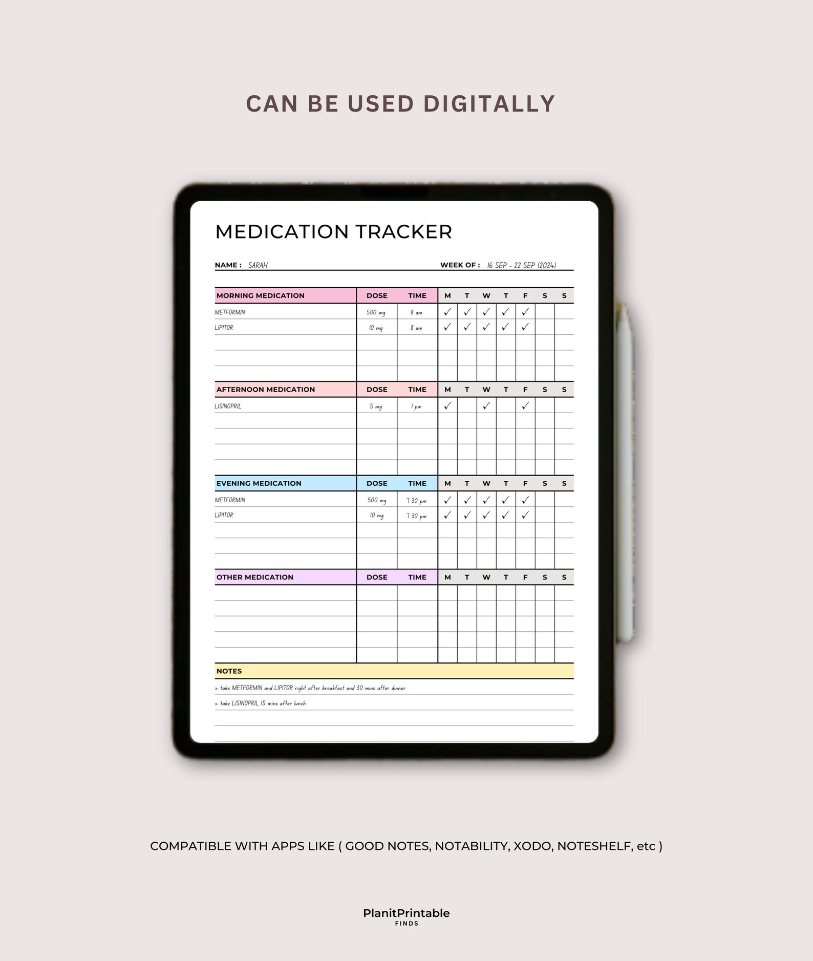 Weekly Medication Tracker Printable: Dosage & Prescription Log (PDF) - Etsy