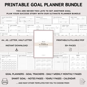 Printable Goal Planner Bundle, Daily, Weekly, Monthly, Quarterly ...