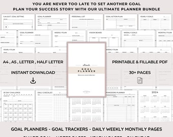 Printable Goal Planner Bundle, Daily, Weekly, Monthly, Quarterly ...