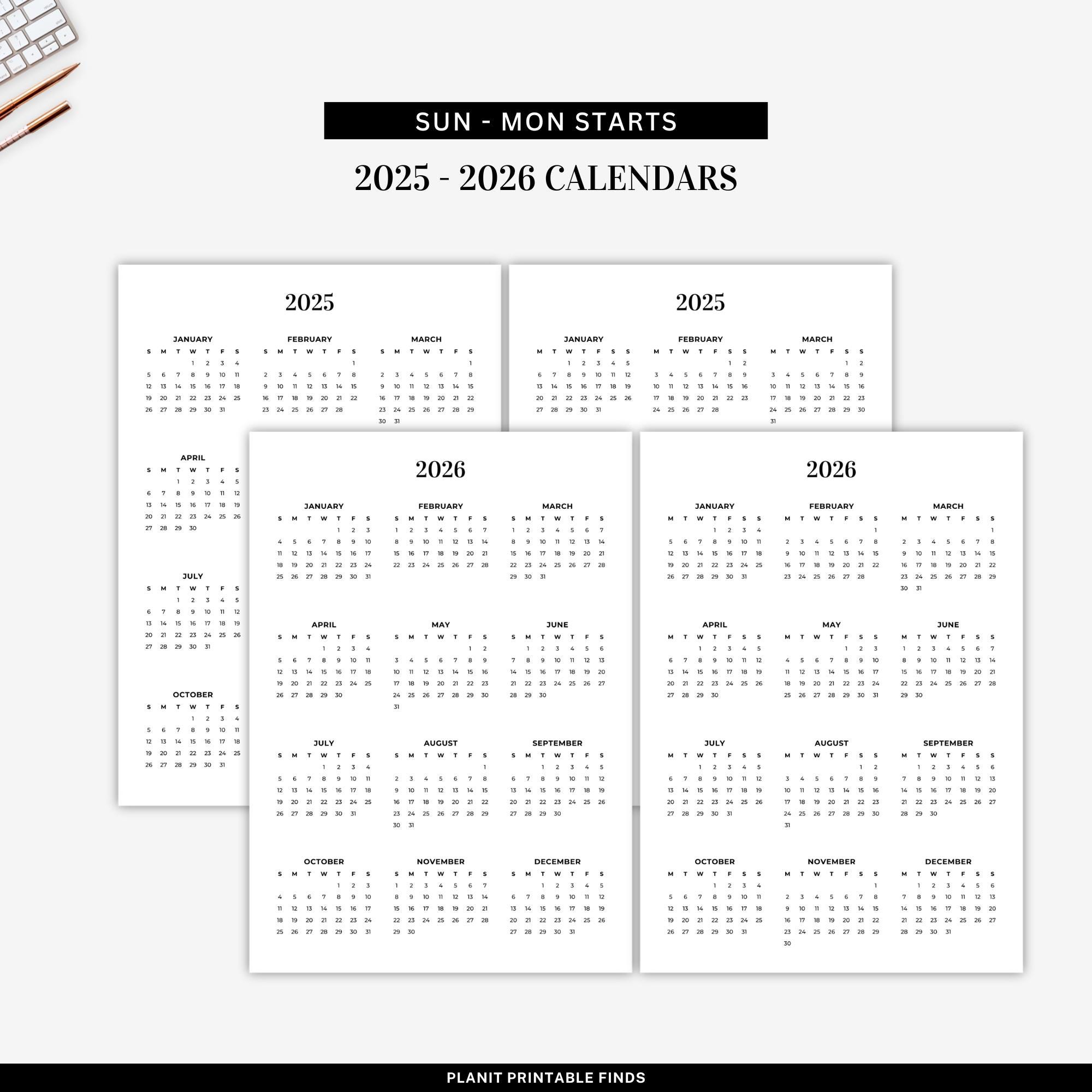 2025 2026 Monthly Planner Printable, Dated Month on 2 Pages Lined ...
