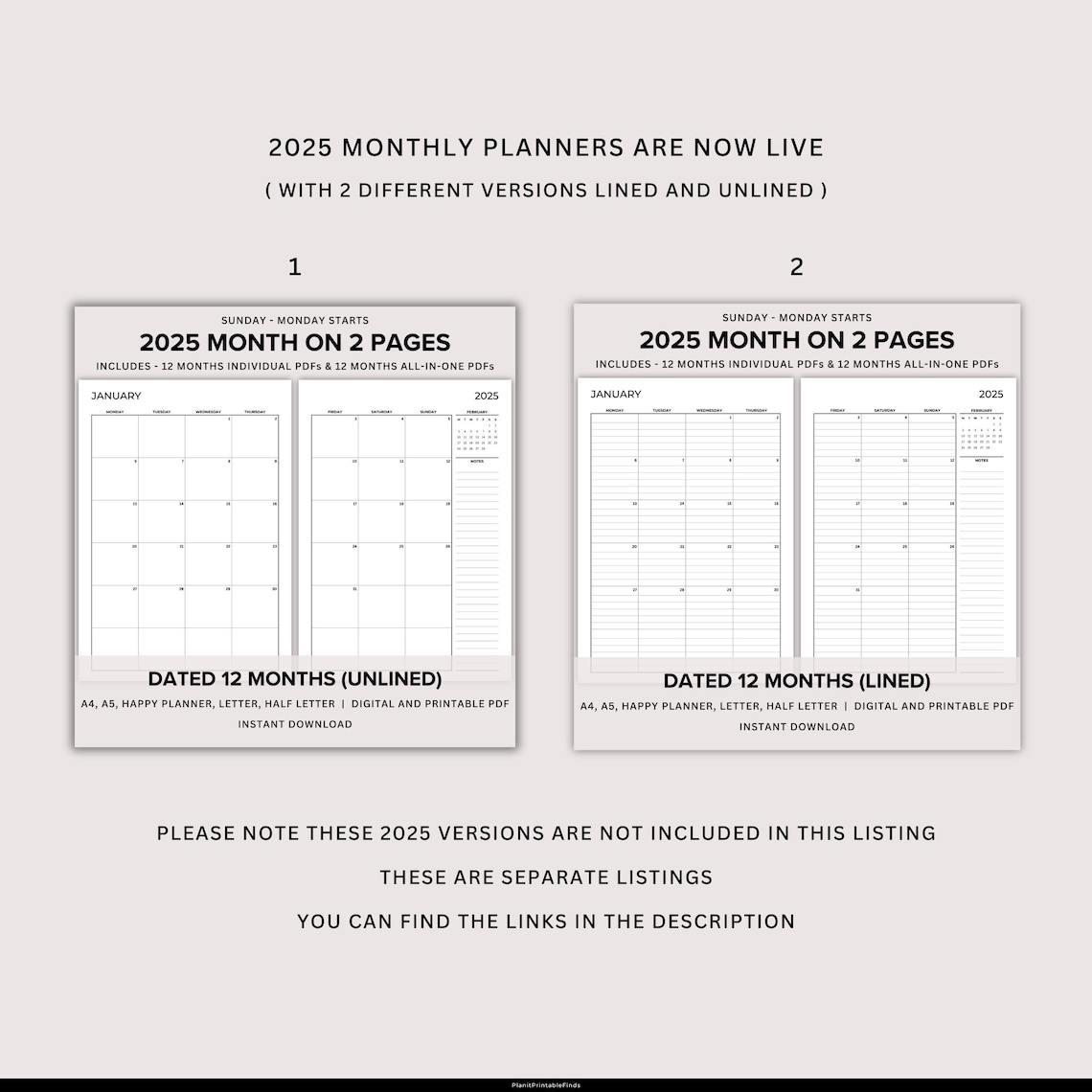 2024 Monthly Planner Printable, Dated Month on 2 Pages, Month at a ...