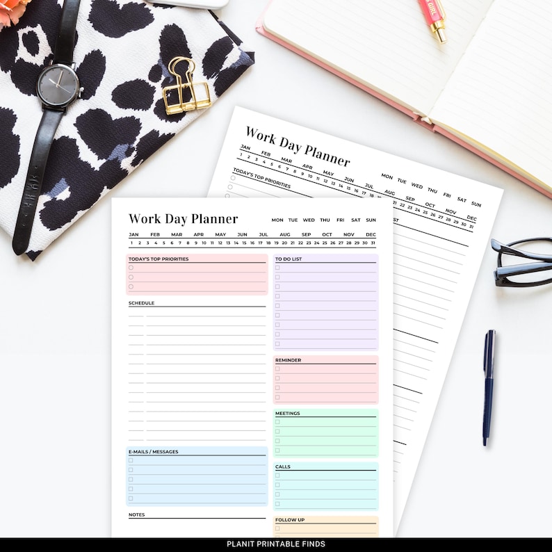 Work Day Planner: Printable Daily To-do List (fillable PDF) - Etsy