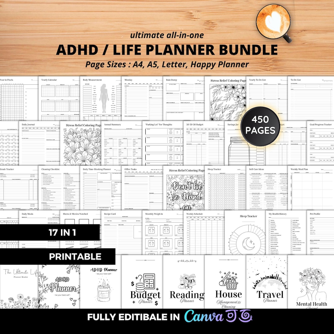 Ultimate ADHD Planner Bundle Printable All in One Ultimate Life Binder ...