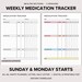 Weekly Medication Tracker Printable: Dosage Log (digital Download) - Etsy