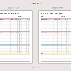 Weekly Medication Tracker Printable: Dosage Log (digital Download) - Etsy