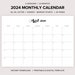 Blank Monthly Calendar Printable Landscape, Blank Calendar Page, Simple ...