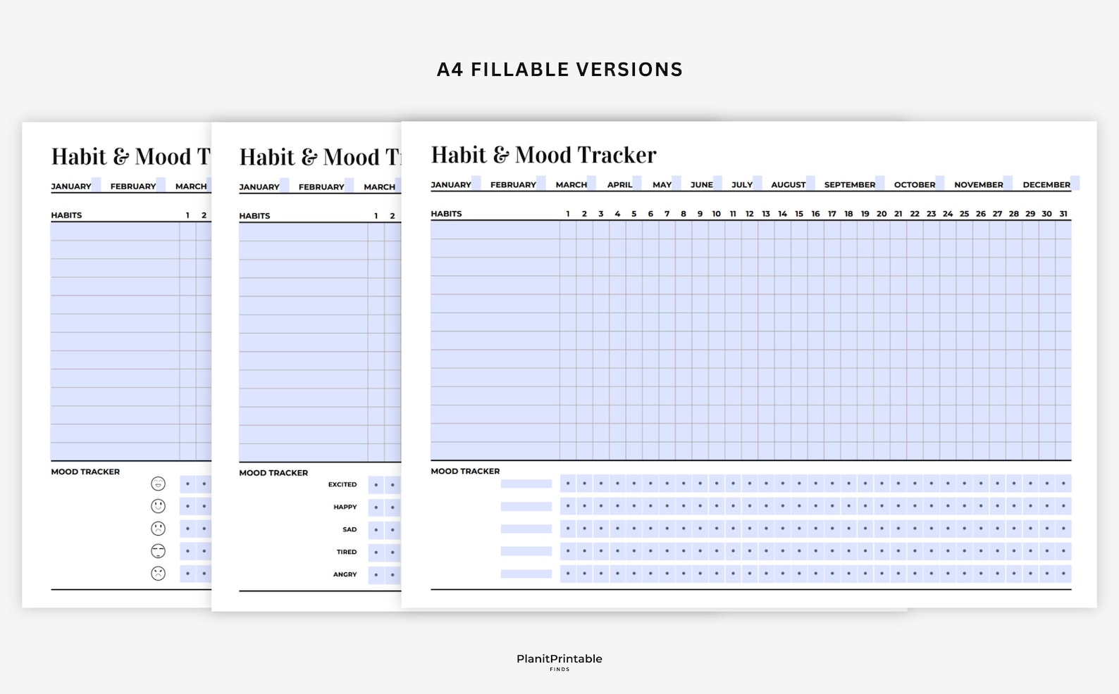 Monthly Habit and Mood Tracker: Printable Fillable Journal (digital ...