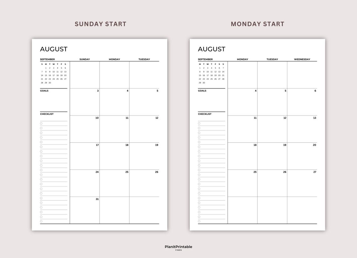 2025 Monthly Planner Printable: Two Page Layout (a4/a5/letter/half/hp ...