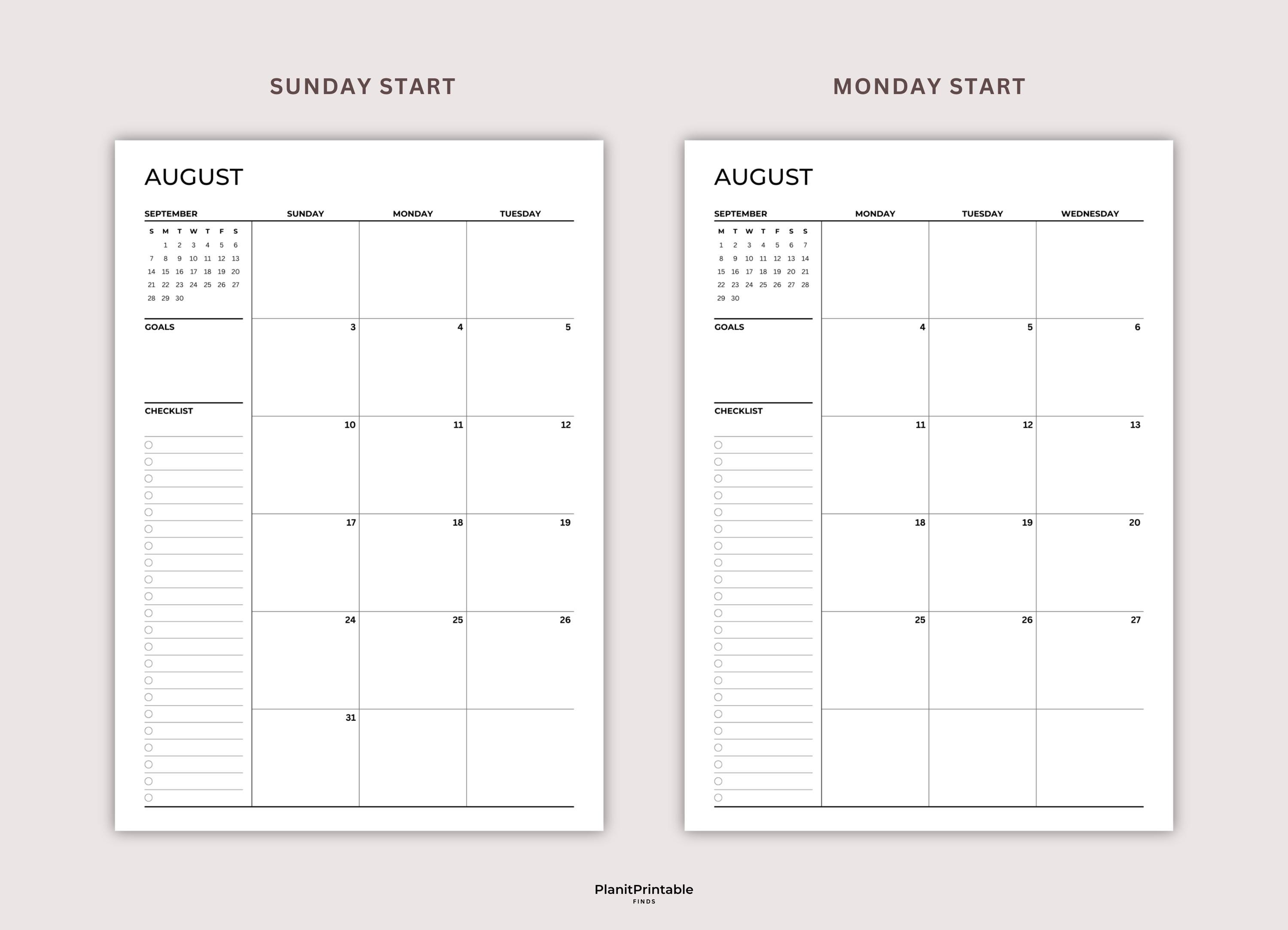 2025 Monthly Planner Printable: Two Page Layout (a4/a5/letter/half/hp ...