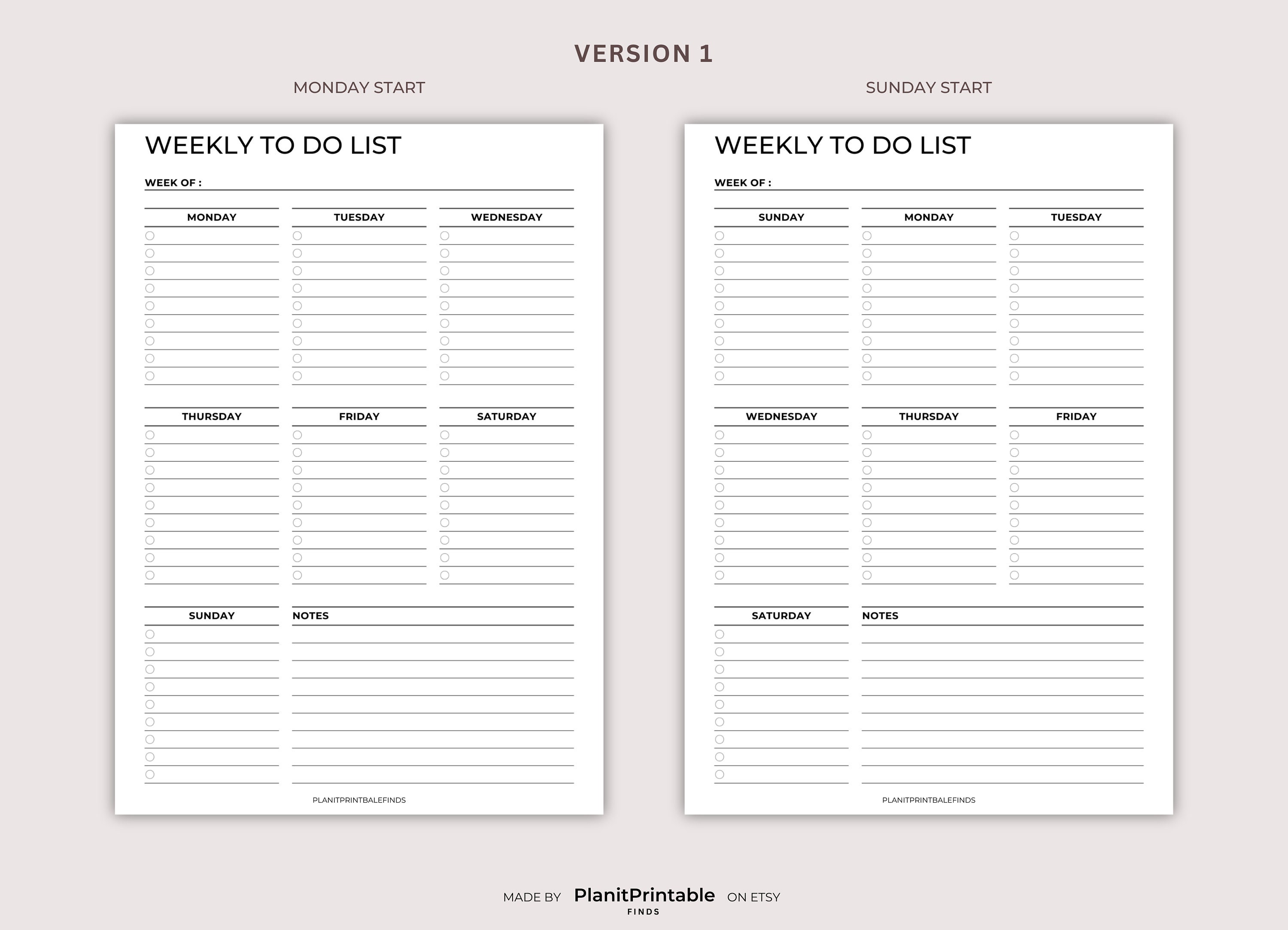 Weekly to Do List Printable Weekly Task List Weekly - Etsy
