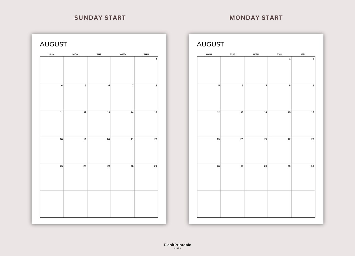 2024 Monthly Planner Printable, Dated Month on 2 Pages, Month at a ...