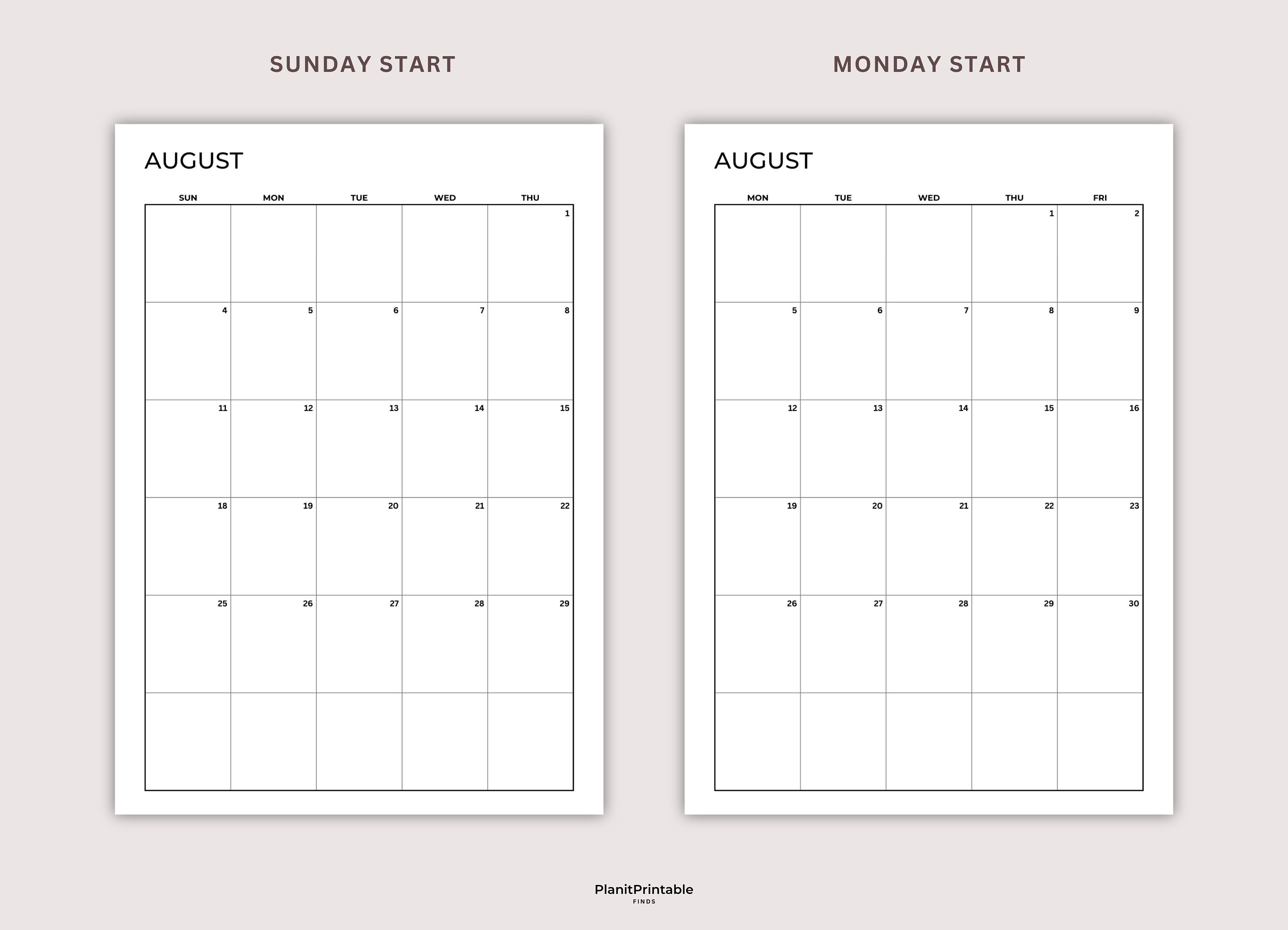 2024 Monthly Planner Printable, Dated Month on 2 Pages, Month at a ...