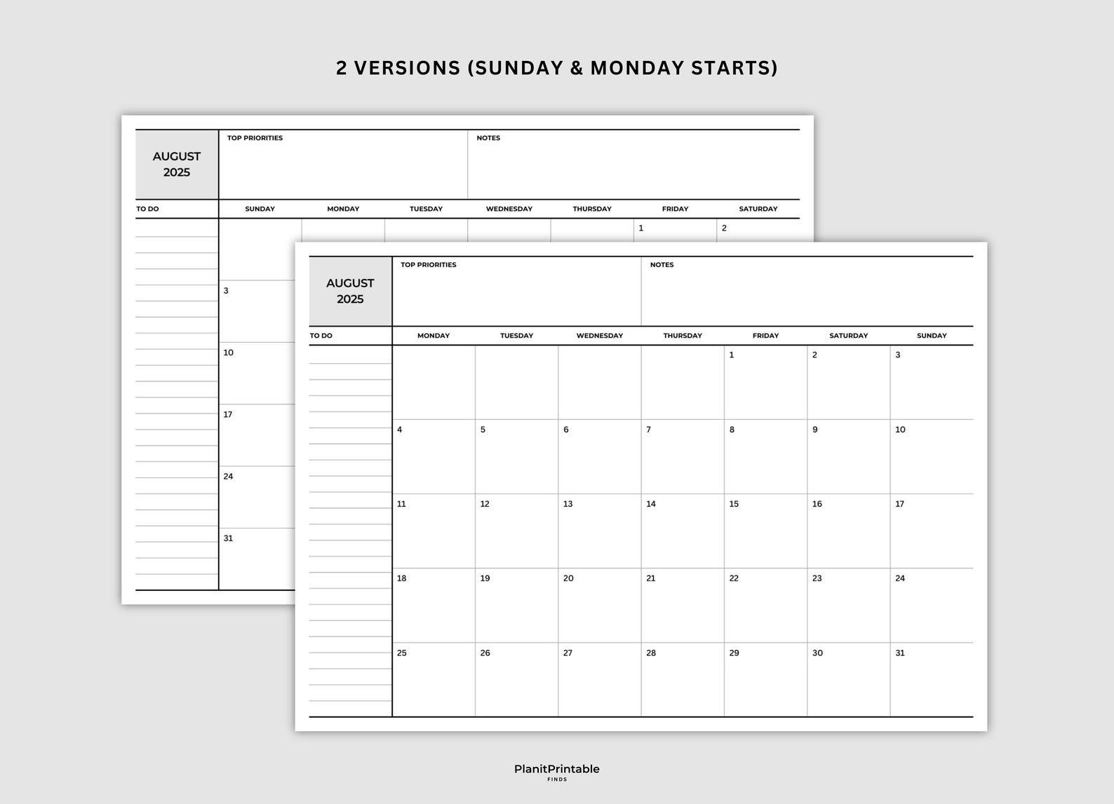 2025 Monthly Calendar: Landscape Planner, A3 A4 Letter (printable PDF ...