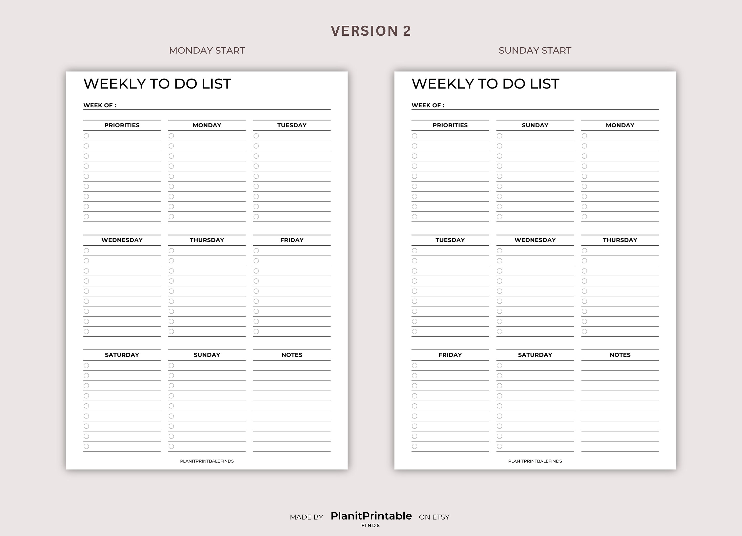 Weekly to Do List Printable Weekly Task List Weekly - Etsy