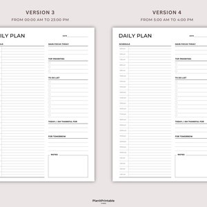 24 Hour Daily Planner Printable, Daily Hourly Planner, Everyday Planner ...