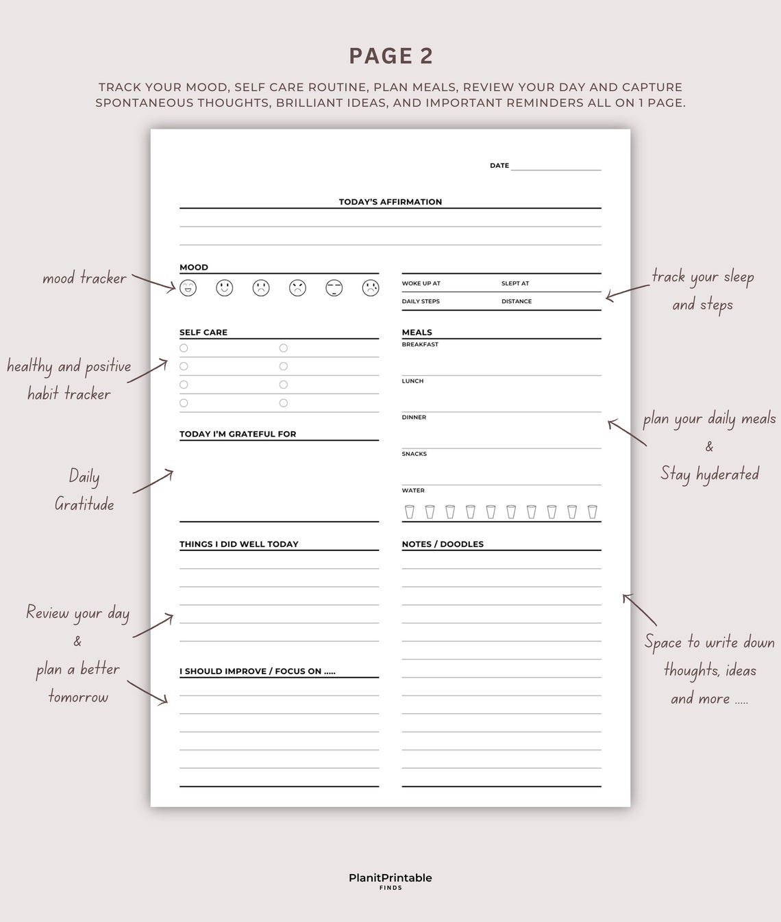 24 Hour Daily Planner Printable, Daily Plan on 2 Pages, Day on 2 Page ...