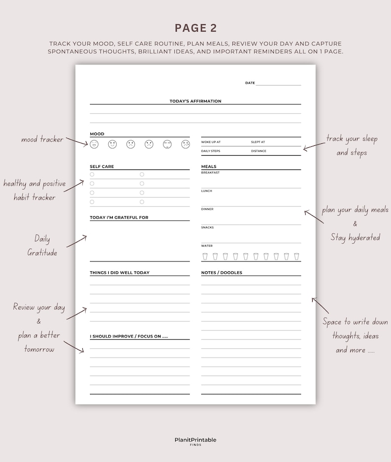 24 Hour Daily Planner Printable, Daily Plan on 2 Pages, Day on 2 Page ...