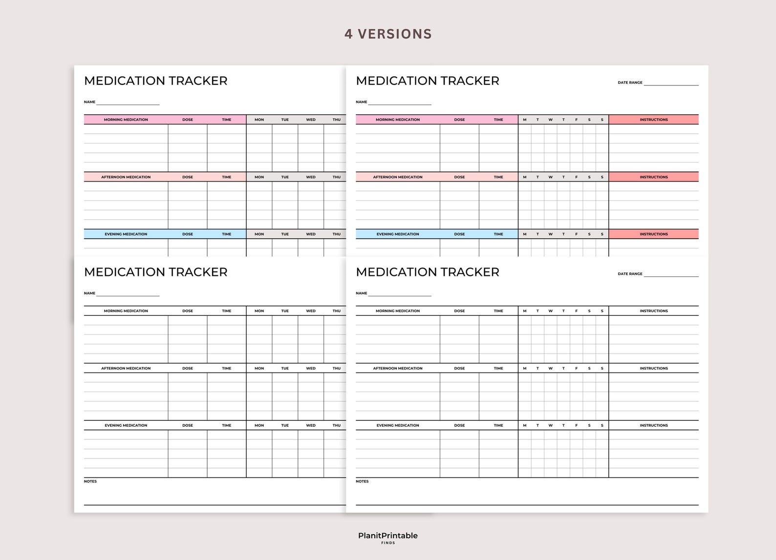 Weekly Medication Tracker Printable, Prescription Tracker, Medicine Log ...