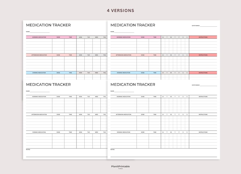 Weekly Medication Tracker Printable, Prescription Tracker, Medicine Log ...