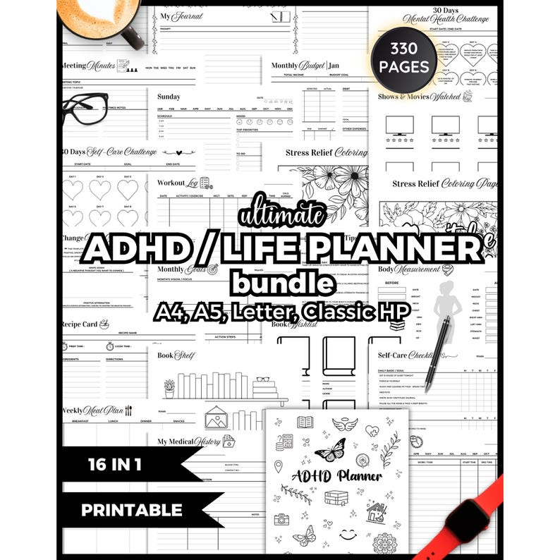 Adhd Planner Bundle Printable, Adhd Planner Set, Ultimate Printable ...
