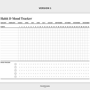 Monthly Habit and Mood Tracker: Printable Fillable Journal (digital ...