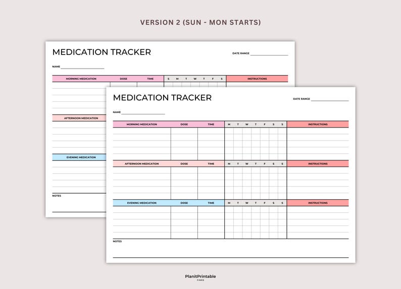 Weekly Medication Tracker Printable, Prescription Tracker, Medicine Log ...