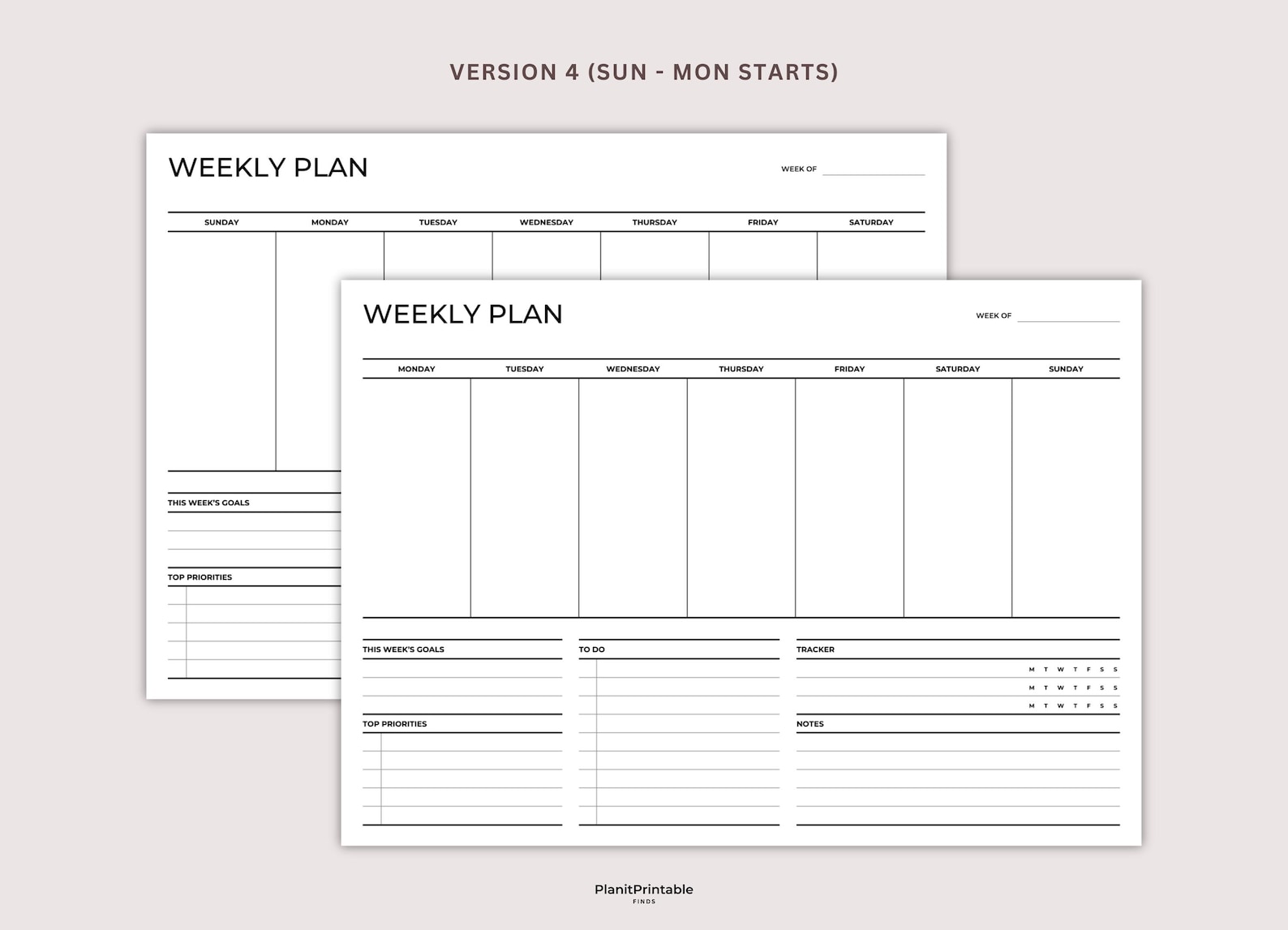 Weekly Planner Printable Landscape, Weekly to Do List, Undated Weekly ...
