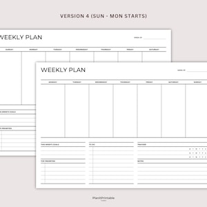 Weekly Planner Printable Landscape, Weekly to Do List, Undated Weekly ...