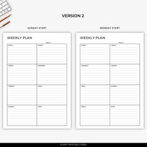 Weekly Planner Minimal Weekly Plan Week on 1 Page Weekly Organizer ...