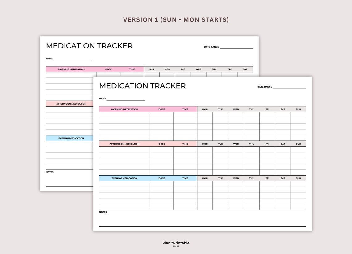Weekly Medication Tracker Printable, Prescription Tracker, Medicine Log ...