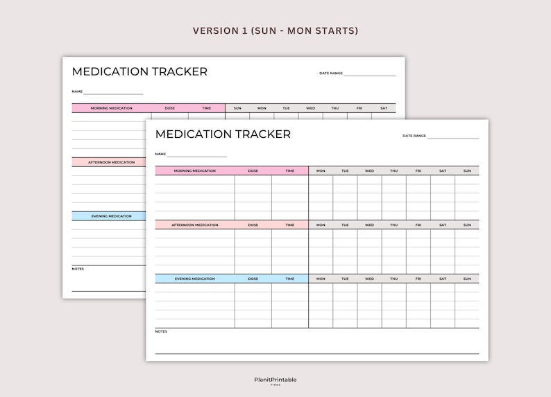 Weekly Medication Tracker Printable, Prescription Tracker, Medicine Log ...