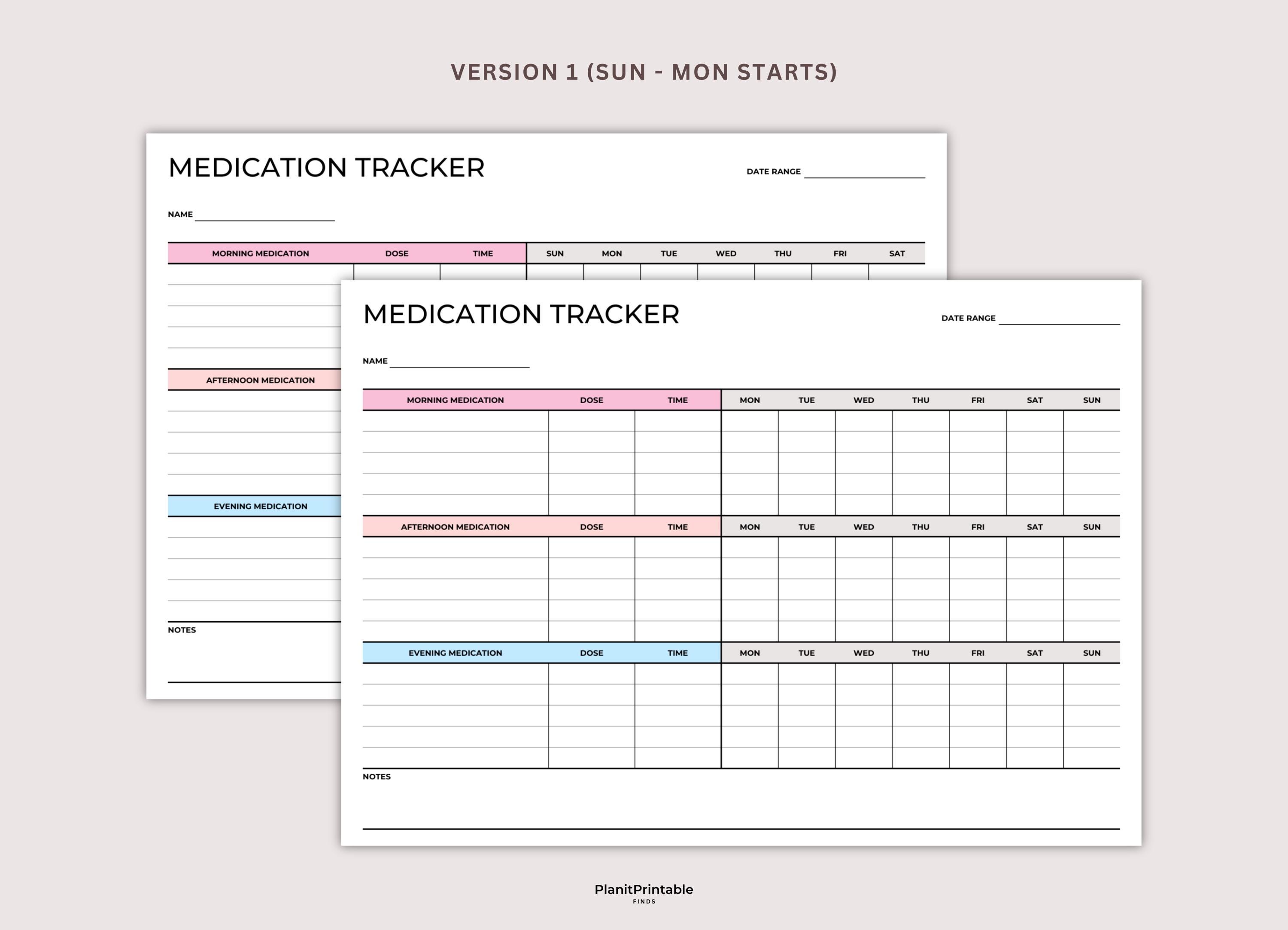 Weekly Medication Tracker Printable, Prescription Tracker, Medicine Log ...