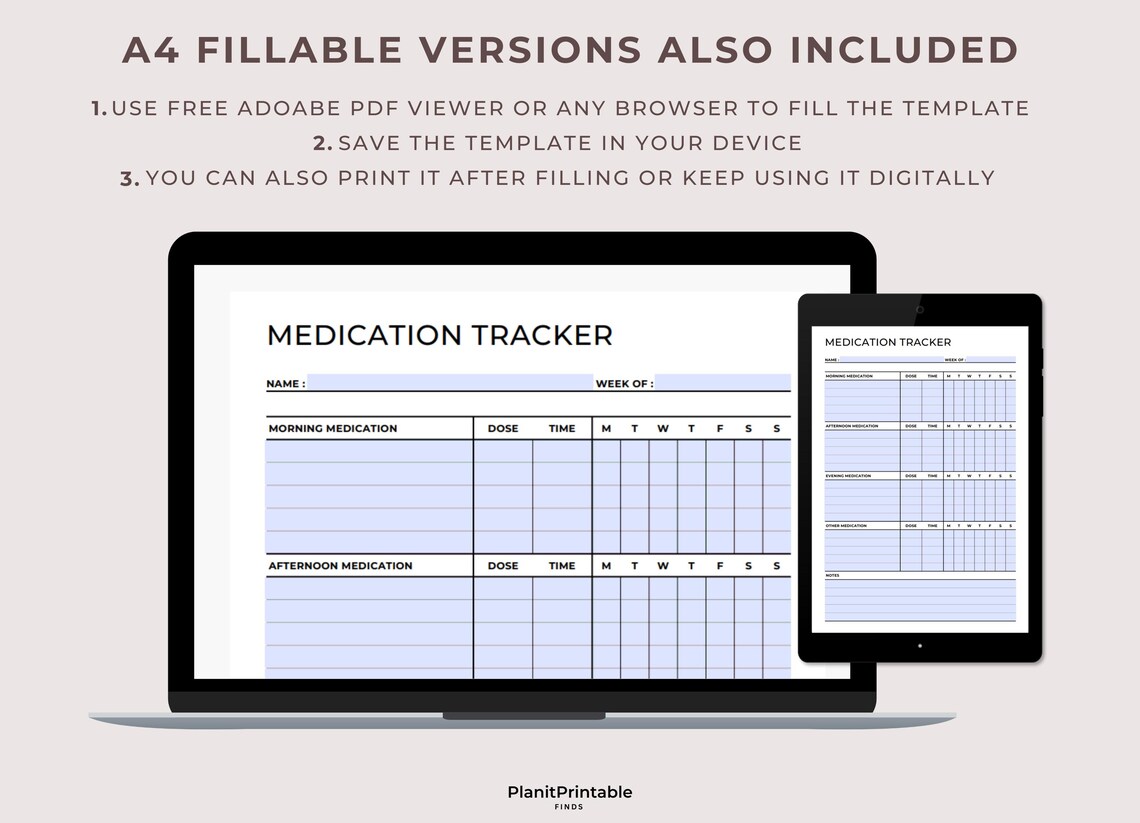 Weekly Medication Tracker Printable, Prescription Tracker, Medicine Log ...