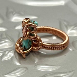 Wire Wrapped Turquoise Crystal Chip Ring (tumbled) (2-band) - Etsy