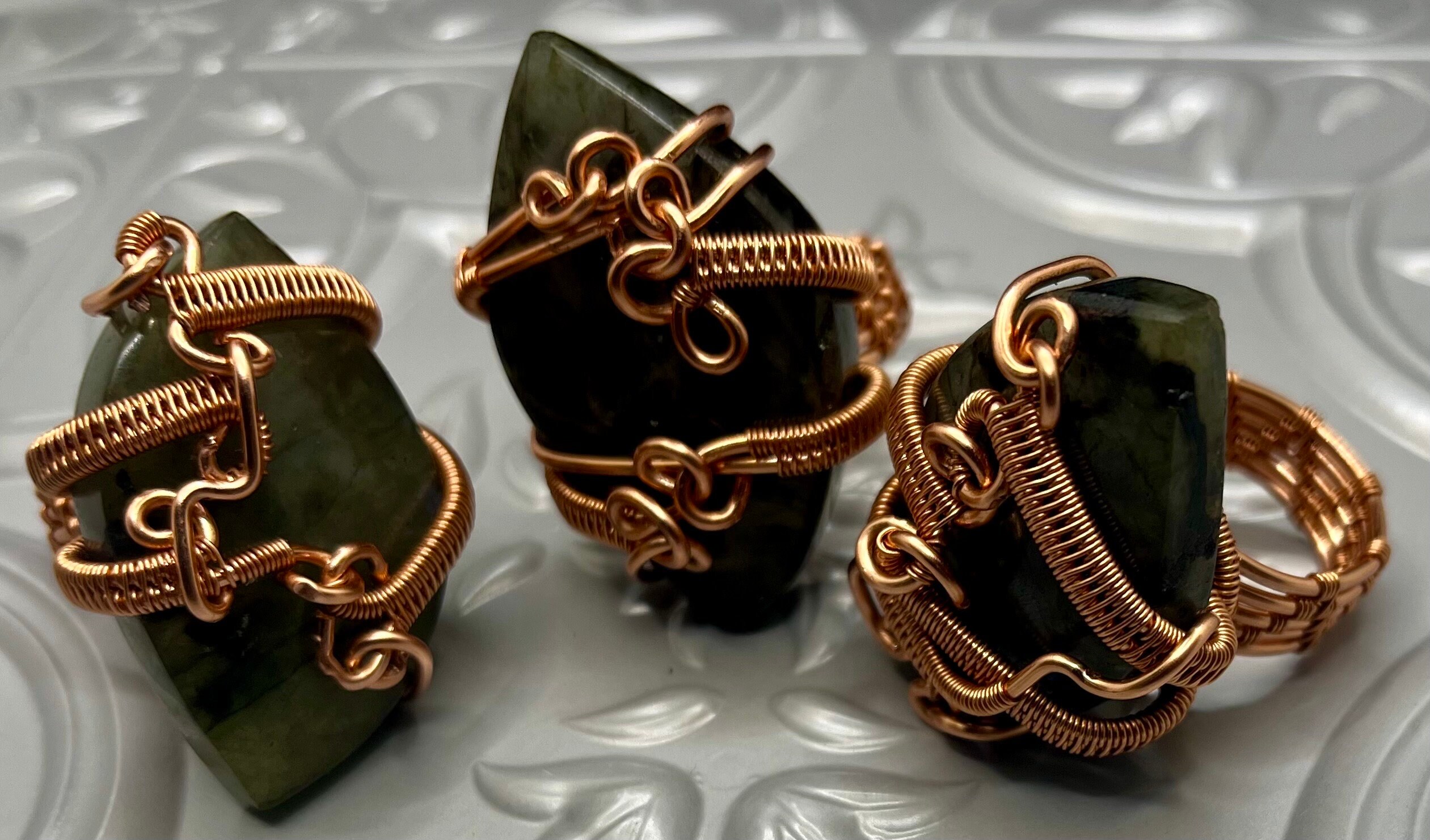Wire Wrapped Labradorite Copper Ring - Etsy